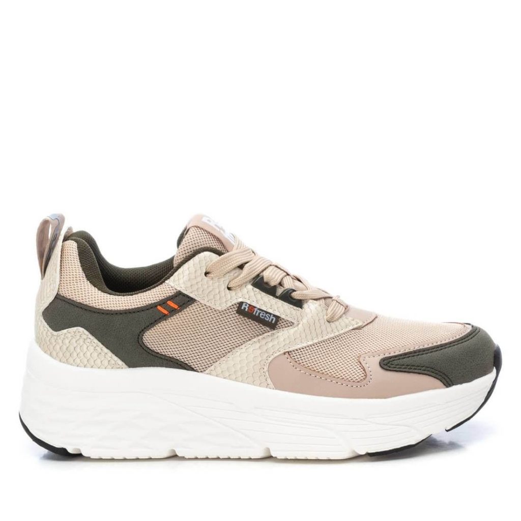 Sapatilhas beges c/ verde - Refresh | Jutina | Compre Online